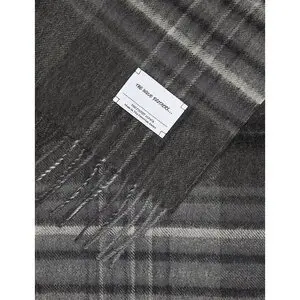 THE INOUE BROTHERS Check Brushed Alpaca Scarf - Black Check
