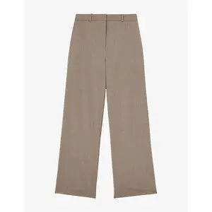REISS Adie Wide-leg Mid-rise Wool-blend Trousers - Neutral