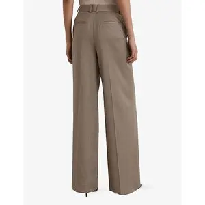 REISS Adie Wide-leg Mid-rise Wool-blend Trousers