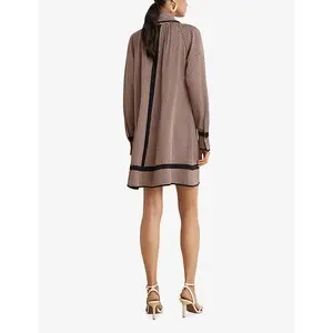 REISS Alwen Geometric-print Woven Mini Dress