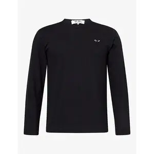 Play Comme Des Garcon Small Heart Long-sleeve Cotton-jersey T-shirt - Black