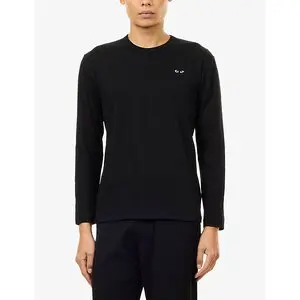 Play Comme Des Garcon Small Heart Long-sleeve Cotton-jersey T-shirt - Black