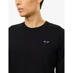 Play Comme Des Garcon Small Heart Long-sleeve Cotton-jersey T-shirt - Black