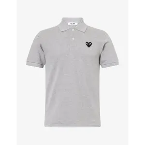 Play Comme Des Garcon Small Logo Cotton Polo Shirt - Grey
