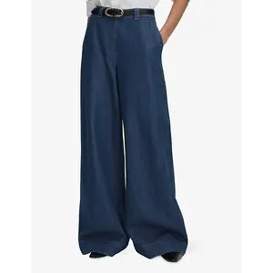 REISS Olivia Wide-leg High-rise Denim-blend Jeans