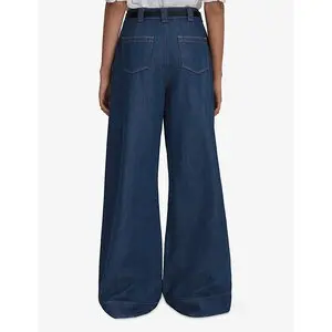 REISS Olivia Wide-leg High-rise Denim-blend Jeans