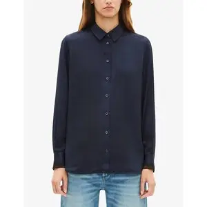 The Kooples Collared Long-sleeve Stretch-silk Shirt