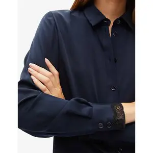 The Kooples Collared Long-sleeve Stretch-silk Shirt