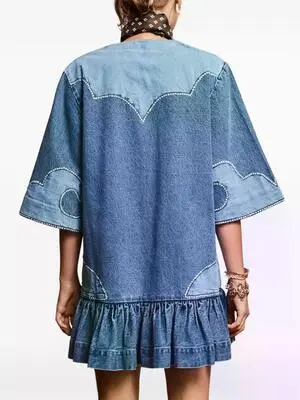 ALEMAIS Jesse Ruffled Patchwork Mini Dress - Blue