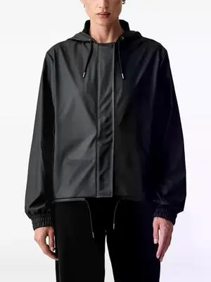 Rains Hooded Drawstring Jacket - Black