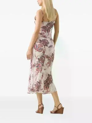 Guess Paisley-print Cowl-neck Midi Dress - Pink