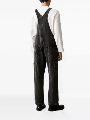 LEVI'S Faded-effect Patch-pocket Denim Dungarees - Black