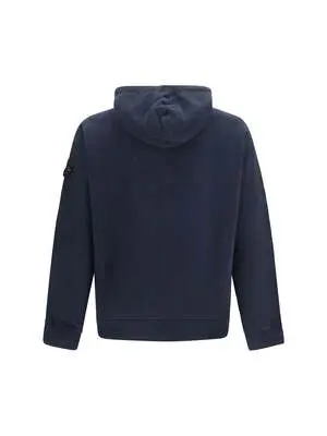 Stone Island Cotton Hoodie With Zip And Compass Logo