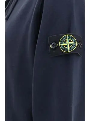 Stone Island Cotton Hoodie With Zip And Compass Logo