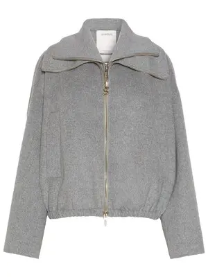 Sportmax Pure Wool Bomber Jacket With Removable Front Panel - Grey