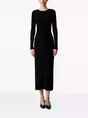WRSTBHVR Nora Ribbed-knit Henley-neck Midi Dress