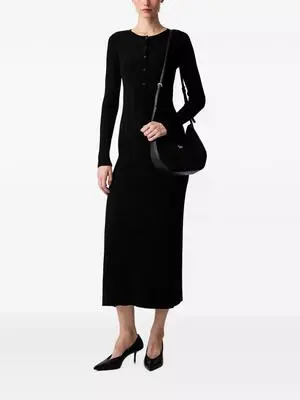 WRSTBHVR Nora Ribbed-knit Henley-neck Midi Dress