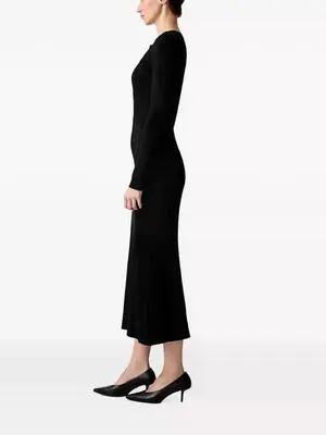 WRSTBHVR Nora Ribbed-knit Henley-neck Midi Dress