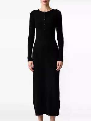 WRSTBHVR Nora Ribbed-knit Henley-neck Midi Dress