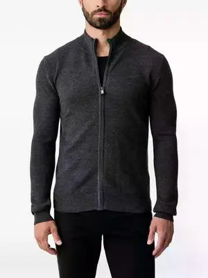 TRUSSARDI Zip-up Ribbed-trim Cardigan - Grey