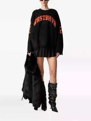 WRSTBHVR Tove Distressed Intarsia-knit Sweater