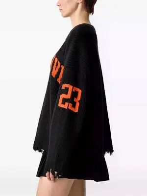 WRSTBHVR Tove Distressed Intarsia-knit Sweater