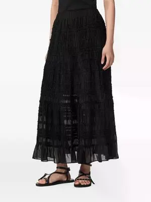 ALLSAINTS Lotus Smocked Ruffled Midi Skirt