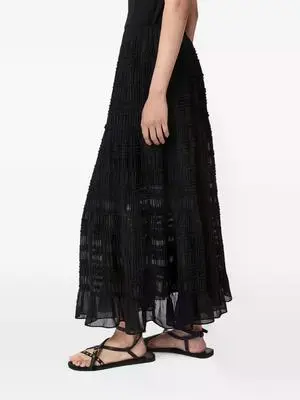 ALLSAINTS Lotus Smocked Ruffled Midi Skirt