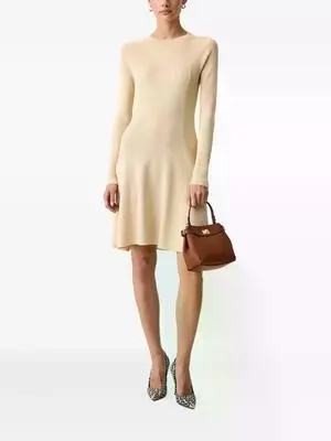 Armani Exchange Ribbed Long-sleeves Mini Dress - Neutrals