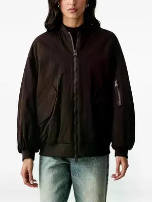 Armani Exchange Blouson Logo-embroidered Bomber Jacket - Brown