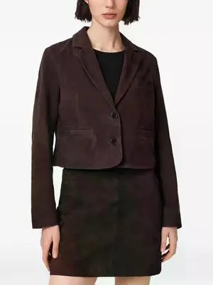 ALLSAINTS Cropped Suede Blazer - Brown