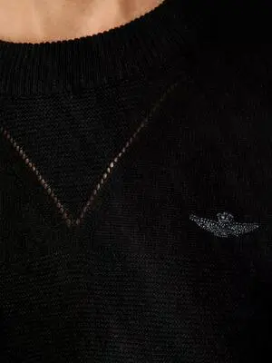 AERONAUTICA MILITARE Logo-embroidered Crew Neck Sweater