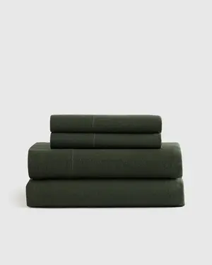 Quince Luxury Organic Flannel Sheet Set Pine