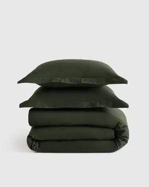 Quince Luxury Organic Flannel Duvet Cover Set Pine