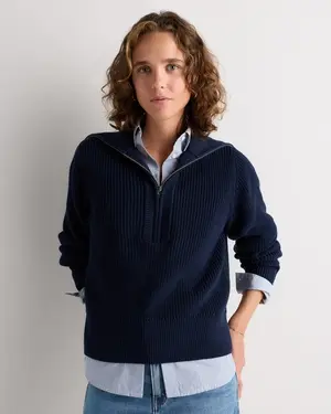 Quince Collared Quarter Zip Sweater - Navy