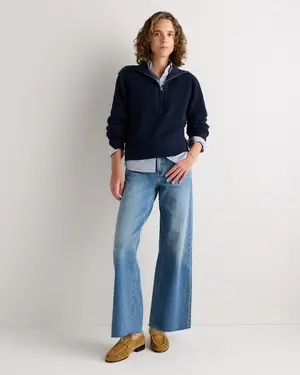 Quince Collared Quarter Zip Sweater - Navy