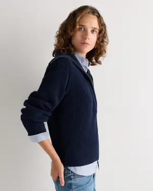 Quince Collared Quarter Zip Sweater - Navy