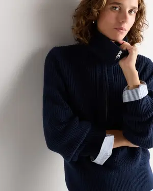 Quince Collared Quarter Zip Sweater - Navy