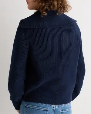 Quince Collared Quarter Zip Sweater - Navy