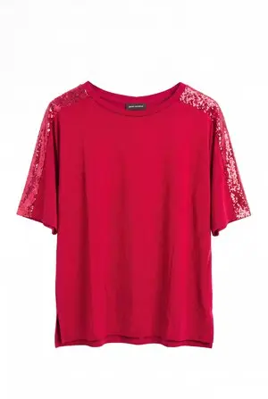 JAMES LAKELAND Paillettes Blouse - Red
