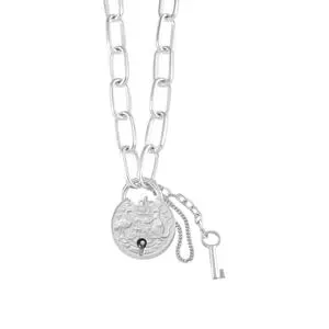 VON TRESKOW Coin Padlock Lauren Link Necklace - Silver