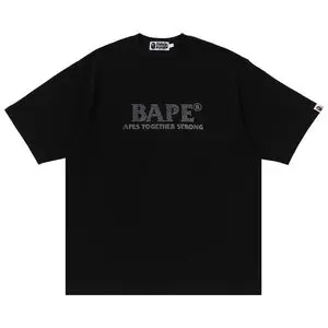 A BATHING APE Rhinestone Logo Relaxed Fit Tee - Black