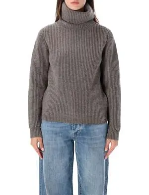 FORTELA Ribbed Turtleneck Sweater - Beige