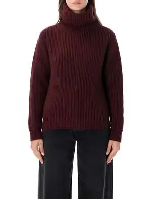 FORTELA Ribbed Turtleneck Sweater - Wine