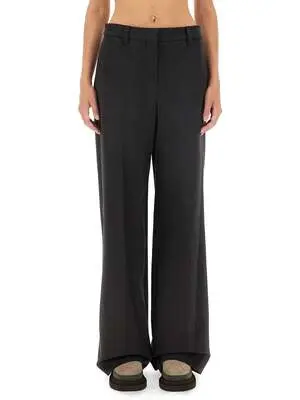 Brunello Cucinelli Wide-leg Cotton-blend Pants - Grey