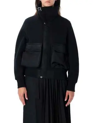 Sacai Cropped High-neck Utility Jacket - Nero