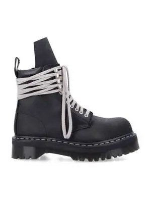 DR. MARTENS X RICK OWENS Rick Owens-style Quad Sole 1460 Utility Boots With Steel Toe And Wrap-around Laces - Nero