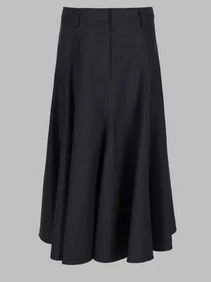 Brunello Cucinelli Midi Wool Skirt - Grey