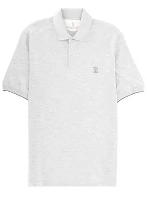Brunello Cucinelli Logo Polo Shirt In 100% Cotton - Grey