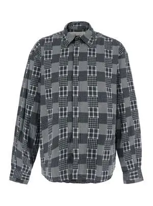 ERL Plaid Long-sleeve Cotton Button-up Shirt - Grey